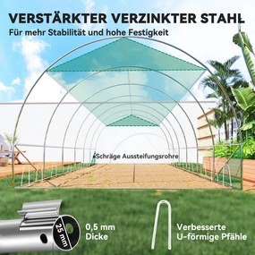 Outsunny Fóliovník 6×3×2 m, tunelový skleník se stínící sítí, rolovací stěny, ocelová konstrukce, zelený