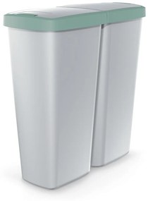 Odpadkový koš DUO šedý, 50 l, zelená / šedá