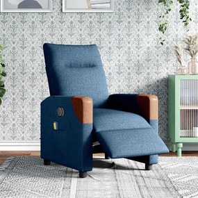 Elektrické masážní polohovací křeslo modré textil 3324004