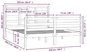 Rám postele masivní dřevo 150 x 200 cm King Size,  3105865