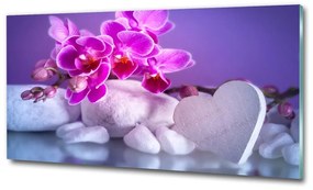 Wallmuralia Foto obraz fotografie na skle Orchidej a srdce 100x50
