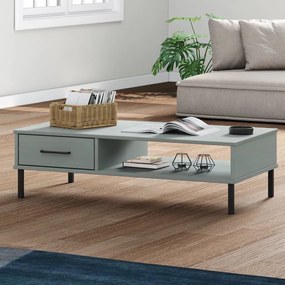 Konferenční stolek s kovovými nohami šedý masivní borovice OSLO - Default Title