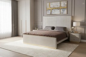 Noční stolek Stilig ST891 55 cm ekokůže béžovošedý/zlatý