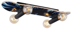Nástěnná lampa černá s modrou 80cm - Skateboard