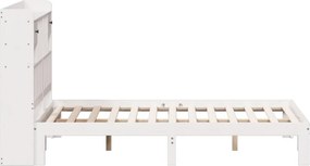 Postel s knihovnou bez matrace bílá 140x190 cm masivní borovice 3322594