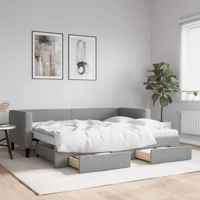 Válenda s přistýlkou a zásuvkami světle šedá 80 x 200 cm textil 3196627