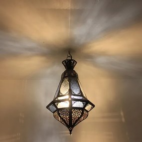 Marocká závěsná lampa Houta modře - bílá