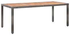 Zahradní stůl 190 x 90 x 75 cm polyratan a akáciové dřevo šedý,  316723