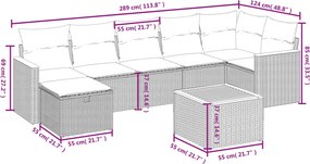 8dílná zahradní sedací souprava s poduškami černá polyratan 3265319