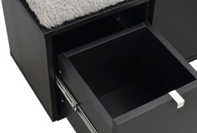 Rowico černá lavice s úložným prostorem CONFETTI a šedým sedákem 70 cm 103758