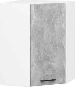 Rohová závěsná kuchyňská skříňka Olivia W60/60 H720 bílá/beton