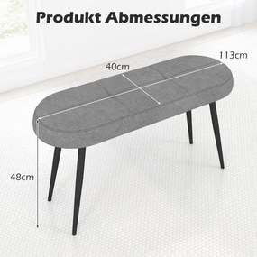Costway Lavice 113 cm s polštáři a kovovými nohami čalouněná otoman do 300 kg