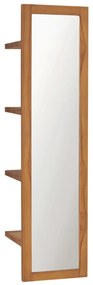 Nástěnné zrcadlo s poličkami 30 x 30 x 120 cm masivní teak 289070