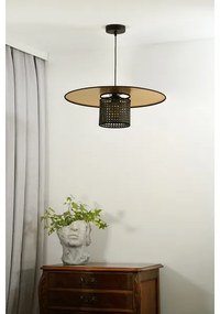 Duolla - Lustr na lanku TOKYO RATTAN 1xE27/15W/230V pr. 50 cm zlatá/černá