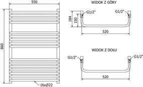 Mexen Apollo, elektrické topné těleso 860x550 mm + topná tyč 600 W, bílá, W117-0860-550-2600-20