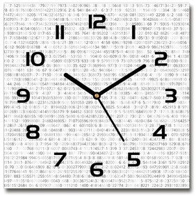 Wallmuralia Skleněné hodiny na stěnu Binární kod 30x30 cm