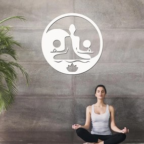 dřevo života Dřevěná dekorace na zeď  YING YANG YOGA Barevný vzor: Bílá, Rozměry Ø: 60