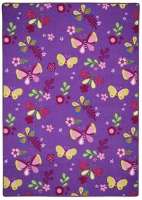 Dětský kusový koberec Motýlek 5291 fialový - 133x133 cm