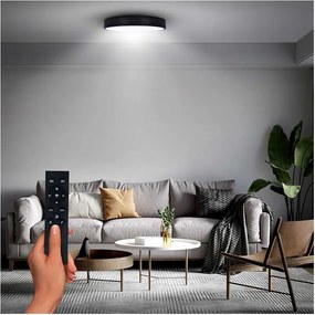 LED stropní světlo s dálkovým ovládáním Lecce nastavitelné, 2300 lm - průměr 30 cm, černá