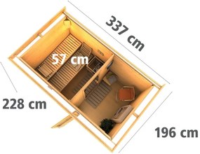 Venkovní finská sauna s předsíní 337 x 196 cm Dekorhome