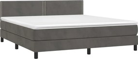 Box spring postel s matrací a LED tmavě šedá 160x200 cm samet 3134352
