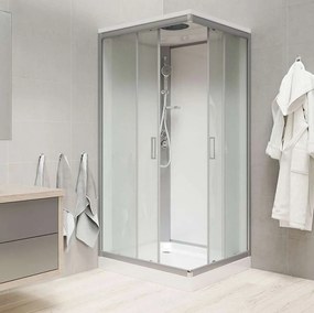 Mereo - Sprchový box 90x90 cm, se stříškou, satin/bílá/sklo Point CK34122KBSW