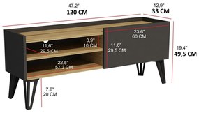 TV stolek VERONICA 120 cm dub/antracitový