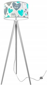 Dětská stojací lampa Heart, 1x bílé textilní stínítko se vzororem, (výběr ze 2 barev konstrukce), b