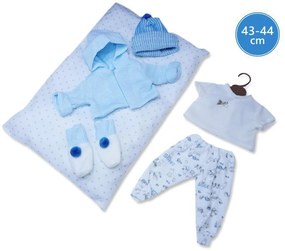 Llorens Obleček pro panenku miminko New Born velikosti 43-44 cm 5dílný modrý
