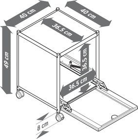 Tchibo - Kovový odkládací stolek »Cn3« s 1 výklopnými dvířky - barva: šedá