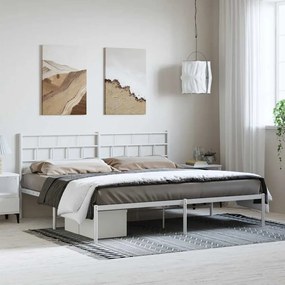 Kovový rám postele bez matrace s čelem bílý 75 x 190 cm