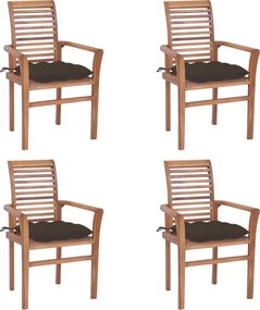 vidaXL Jídelní židle 4 ks podušky masivní teak [3062648] Barva: taupe
