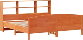 Postel s knihovnou bez matrace 200 x 200 cm masivní borovice 3323094