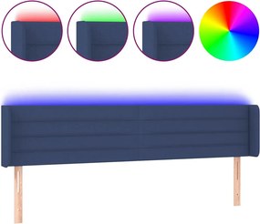 Čelo postele s LED modré 183 x 16 x 78/88 cm textil 3123396