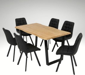 Vikio Jídelní set pro 6 osob 160x90 cm dub noha U černá židle VJS156-6C