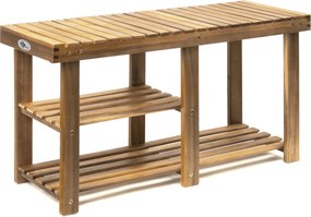 Botník 2in1 hnědý z akáciového dřeva 87x30x45cm
