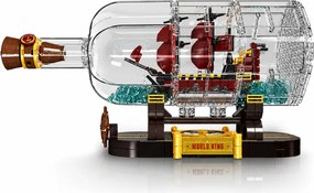 LEAN Toys Stavebnicové kostky – Loď v láhvi, dekorativní plachetnice, hnědá, 885 dílů