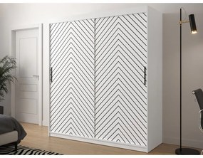 Moderní posuvná skříň Ratintu 1 180 cm, Úložný prostor: ano, Barva: bílá / bílá + černý mat