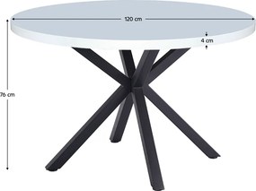 Jídelní stůl, bílá matná/černá, průměr 120 cm, MEDOR
