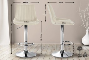 Sada 2 barových židlí Toni umělá kůže chromovaná konstrukce – krémová
