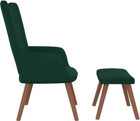 Relaxační křeslo se stoličkou tmavě zelené samet 327668