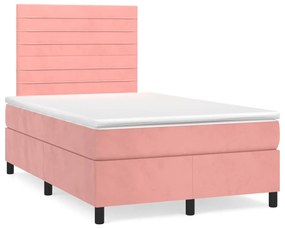 Box spring postel s matrací růžová 120x190 cm samet 3270006