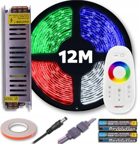 Set Led pásek Rgb barevný bílý studený s dálkovým ovládáním a napájecím zdrojem 12M 12V