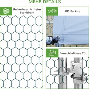 PawHut XXL kurník pro slepice s volným výběhem Drůbežárna se stínící střechou se zámkem pro 8-12 slepic Kachna Králík Ocel 3 x 4 x 2 m | Aosom