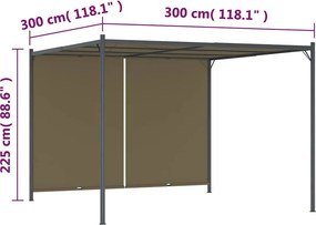 Zahradní altán se zatahovací střechou 3 x 3 m taupe 180 g/m² 312225