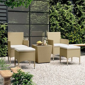 5dílný zahradní bistro set polyratan a tvrzené sklo béžový 3058370