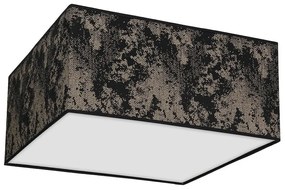 Stropní svítidlo Satino Square, 1x černé/zlaté textilní stínítko, (bílé plexisklo), (40 cm)
