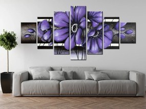 Gario Ručně malovaný obraz Tajemný fialový Vlčí mák - 7 dílný Rozměry: 210 x 100 cm