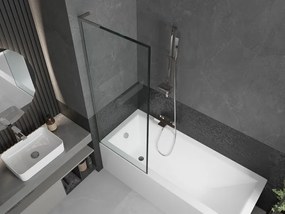Mexen Next L, 1-křídlová vanová zástěna 70 x 150 cm, 6mm čiré sklo-černý vzor, ​​chromový profil, 895-070-000-03-70-01