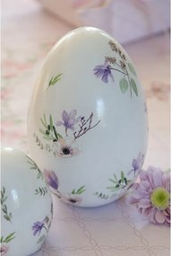 Dekorace keramické vajíčko s barevnými květy - 11*11*17 cm